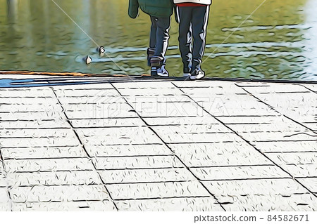 Pastel-like "boy playing in the park"... - Stock Illustration [84582671 ...