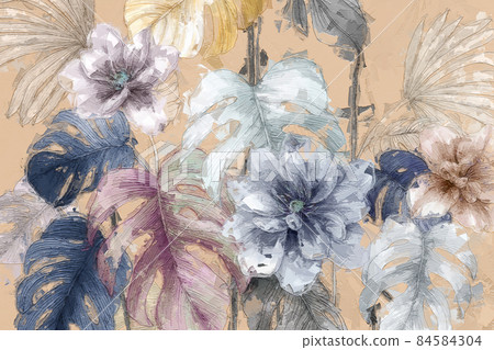 Beautiful oil painting flower illustration-插圖素材 [84584304] - PIXTA圖庫