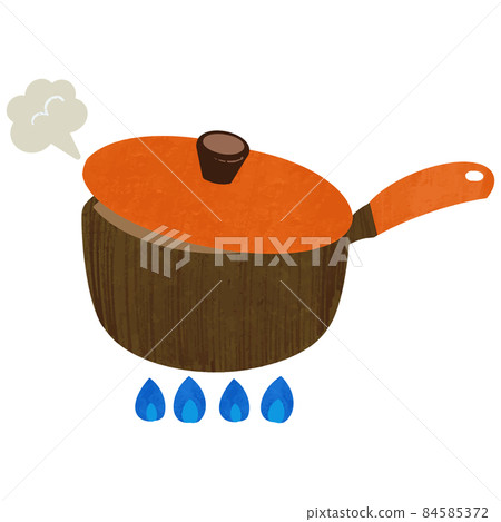 One-handed pan over fire - Stock Illustration [84585372] - PIXTA