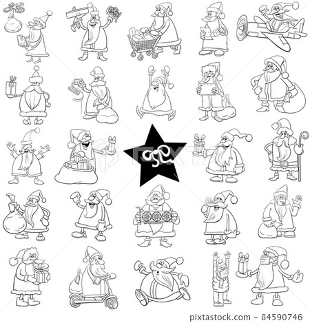 Santa Black And White Clipart