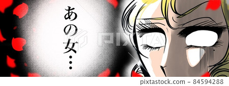 70's shojo manga face doup and rose petals... - Stock Illustration ...