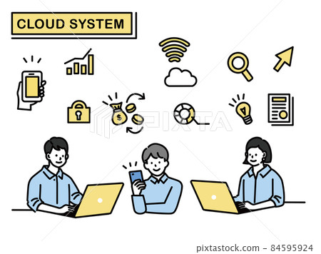 Illustrations using internet services:... - Stock Illustration ...