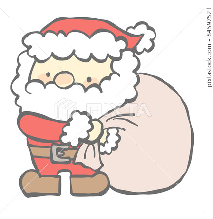 Cute deformed illustration of Santa with a big bag - Stock Illustration ...