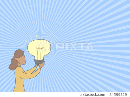 Lady Standing Drawing Holding Light Up Showing... - Stock Illustration ...