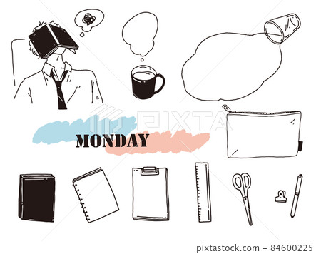 Black and white, monotone, line art... - Stock Illustration [84600225 ...