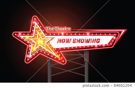 light sign billboard cinema theatre star shape - Stock Illustration ...