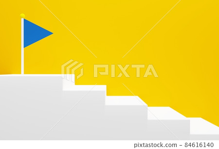 3D material_simple stairs and flags - Stock Illustration [84616140] - PIXTA