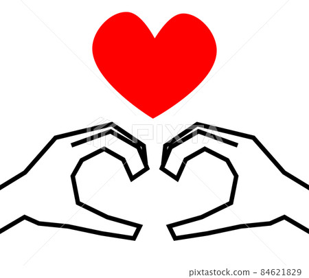 Heart mark made by hand Material of angular hands - Stock Illustration ...
