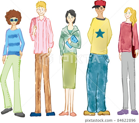 Hand-drawn illustrations of young foreigners... - Stock Illustration ...