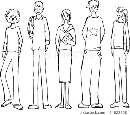 Hand-drawn illustrations of young foreigners... - Stock Illustration ...