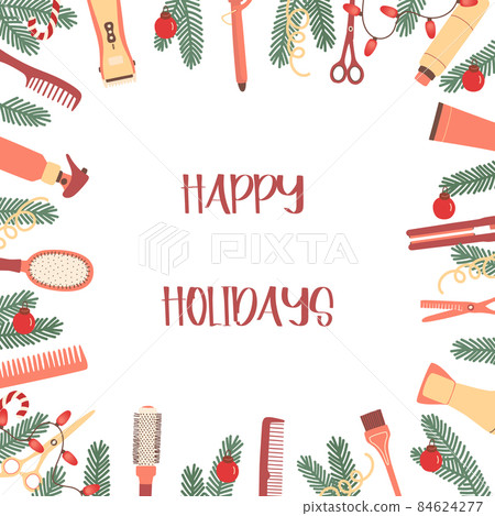 Christmas hair salon background with... - Stock Illustration [84624277 ...