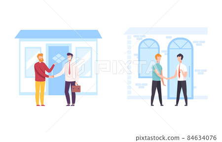 People Character Choosing and Buying House... - Stock Illustration ...