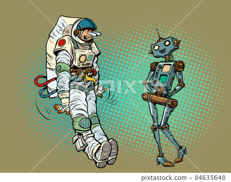 An astronaut in a cartoon shock pose, looking... - Stock Illustration ...