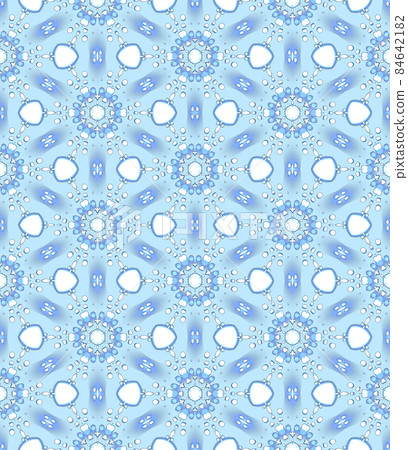 White Blue Flower Folk Ethnic Pattern on Blue... - Stock Illustration ...