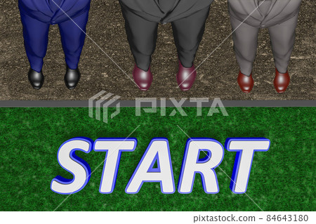 A businessman standing on the start line - Stock Illustration [84643180 ...