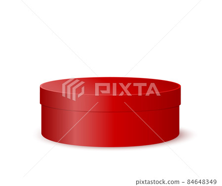 Red round box. Plastic, tin or cardboard... - Stock Illustration ...