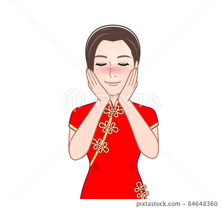 A woman in a Chinese dress - Stock Illustration [84648360] - PIXTA