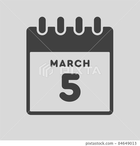 Icon day date 5 March, template calendar page - Stock Illustration ...