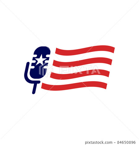 microphone with american flag logo symbol icon... - Stock Illustration ...