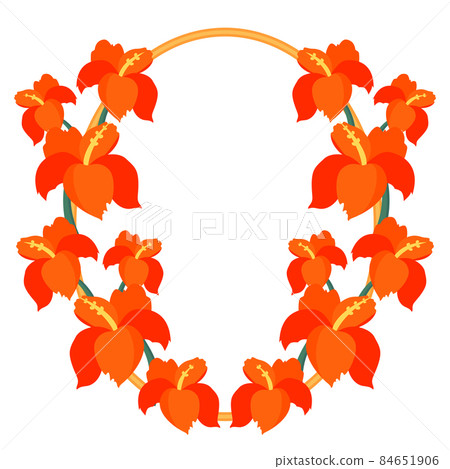 Cartoon botanical oval frame on white background - Stock Illustration ...