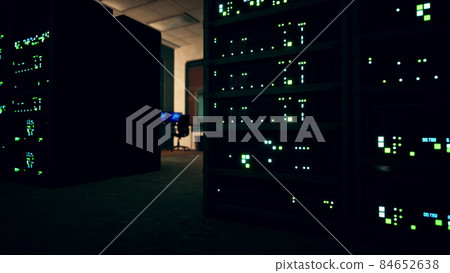 modern server room with supercomputers light - Stock Illustration ...