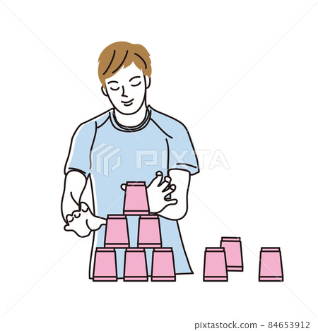 Men doing sport stacking - Stock Illustration [84653912] - PIXTA