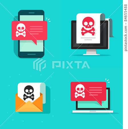 Malware virus ransomware attack warning alert... - Stock Illustration ...