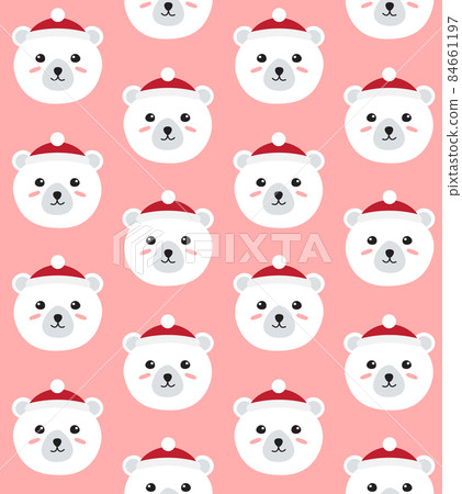 Vector seamless pattern of polar bear in hat - Stock Illustration ...