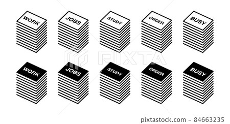 忙碌、文檔、文檔、工作矢量圖標插圖黑色和白色-插圖素材 [84663235] - PIXTA圖庫
