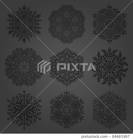 Set of Dark Snowflakes - Stock Illustration [84665867] - PIXTA