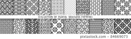 Geometric floral set of seamless patterns.... - Stock Illustration ...