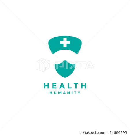 flat shape face nurse with mask logo symbol... - Stock Illustration ...