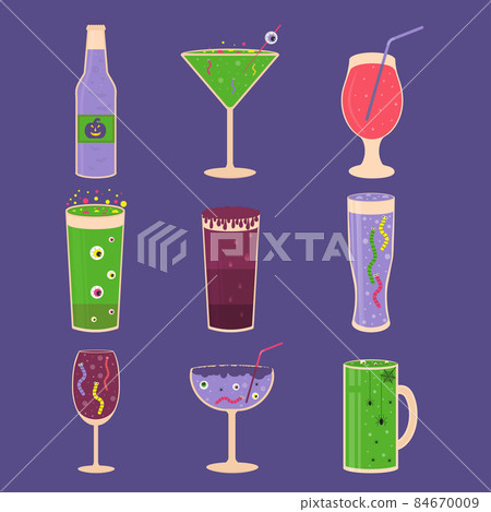 Set of Halloween cocktail icons, spooky drinks...-插圖素材 [84670009] - PIXTA圖庫