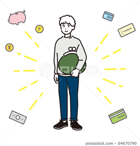 Illustration of a man with a wallet - Stock Illustration [84670790] - PIXTA