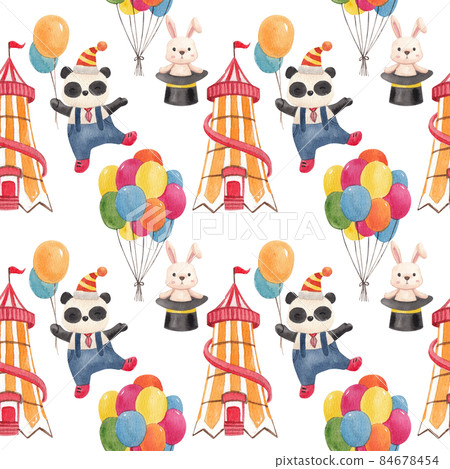 Colorful circus funfair and fairground pattern... - Stock Illustration ...