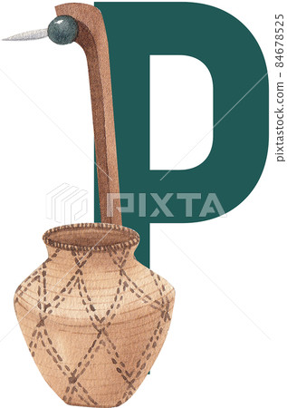 Native American Indian alphabet A-Z watercolor - Stock Illustration ...