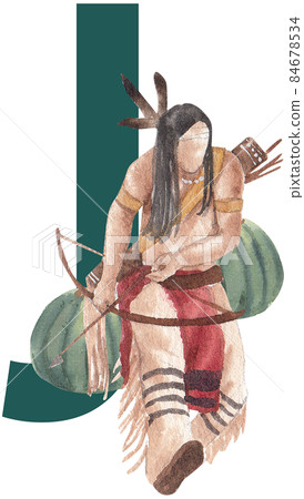 Native American Indian alphabet A-Z watercolor - Stock Illustration ...