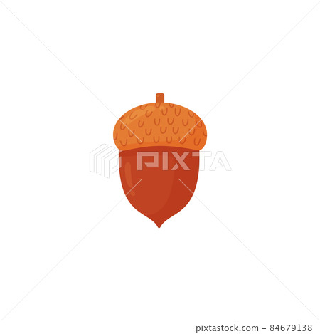 Oak acorn symbol of good luck and fortune, flat... - Stock Illustration ...