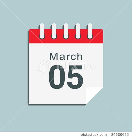 Icon day date 5 March, template calendar page - Stock Illustration ...