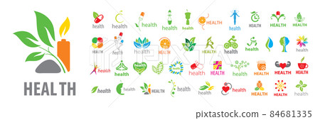 A set of vector health logos on a white background - Stock Illustration ...