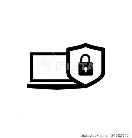 Laptop data security icon. Protected shield,... - Stock Illustration ...