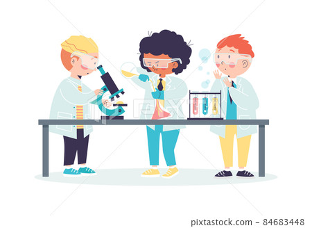 Kids little scientists biologists or chemists,... - Stock Illustration ...