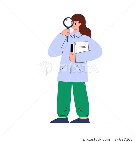 Researcher cartoon male character with... - Stock Illustration ...