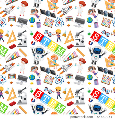 Colourful STEM education seamless background - Stock Illustration ...