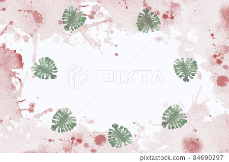 Abstract frame watercolor paint pink brush ink. - Stock Illustration ...