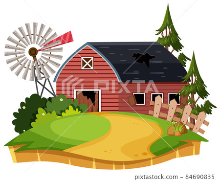 Isolated old broken farm house in the rural - Stock Illustration ...