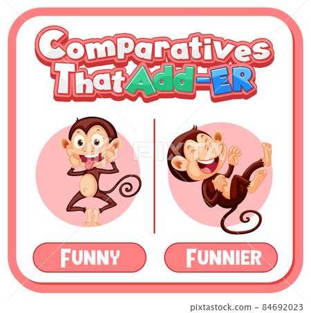 Comparative adjectives for word funny - Stock Illustration [84692023 ...