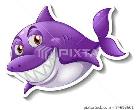 Smiling shark cartoon sticker - Stock Illustration [84692661] - PIXTA