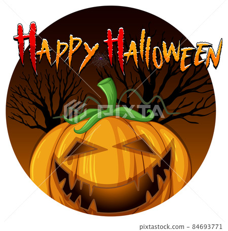 Happy Halloween with Jack o'lantern pumpkin - Stock Illustration ...