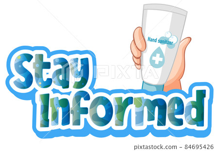 Stay Informed font in cartoon style with hand... - Stock Illustration ...